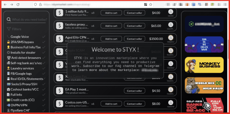 Darknet Marketplace Snapshot Series: Styx Market | DarkOwl